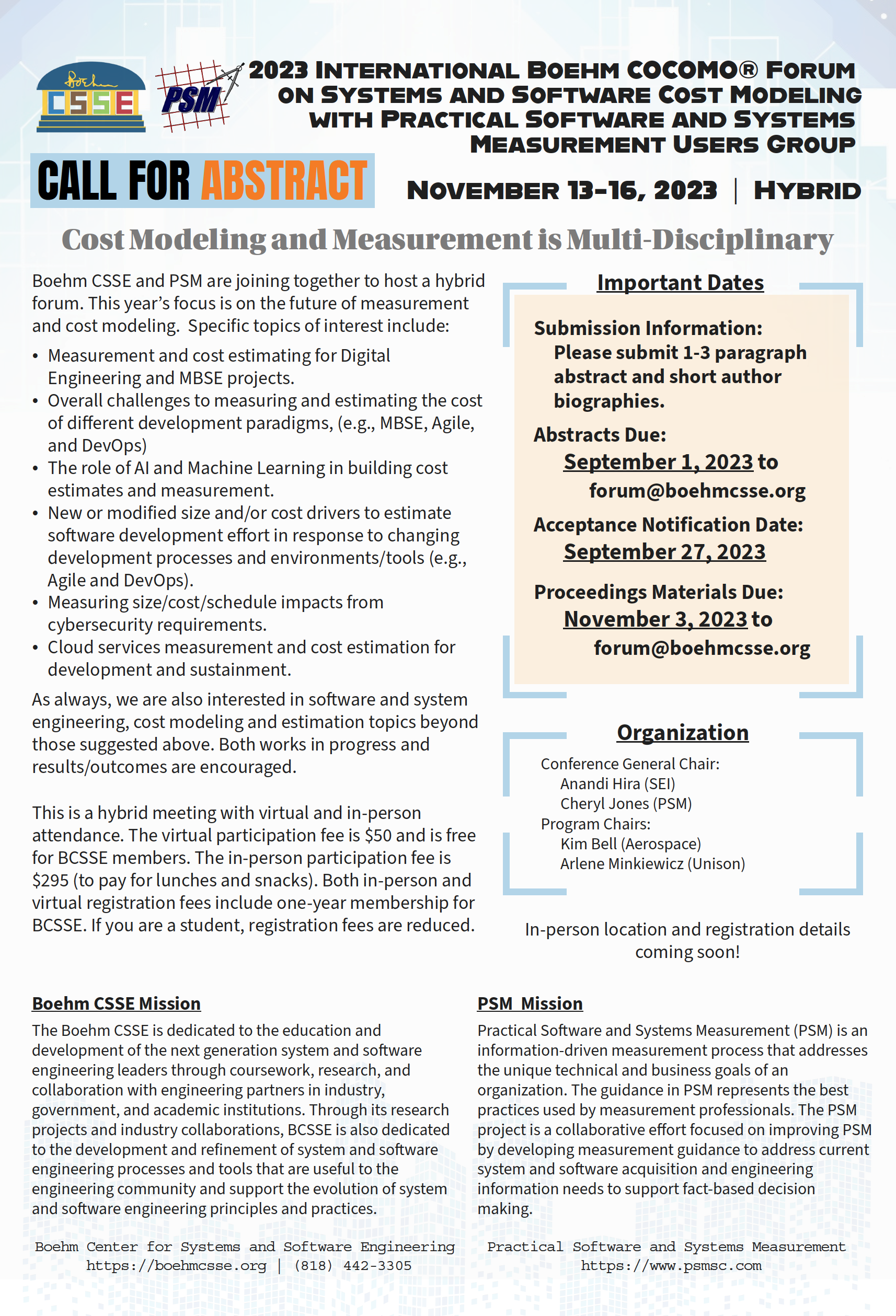 BCSSE COCOMO Forum 2023 – BOEHM CSSE